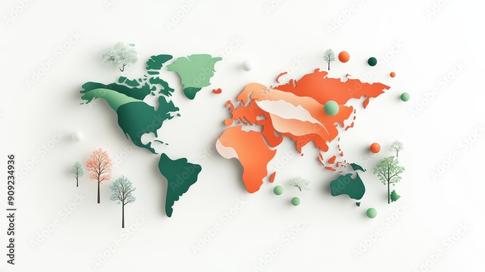 Abstract Map with a Focus on Climate Zones, An abstract map ...