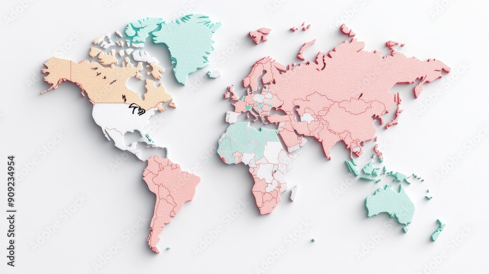 Political Map with Detailed City Labels, A political world map with ...