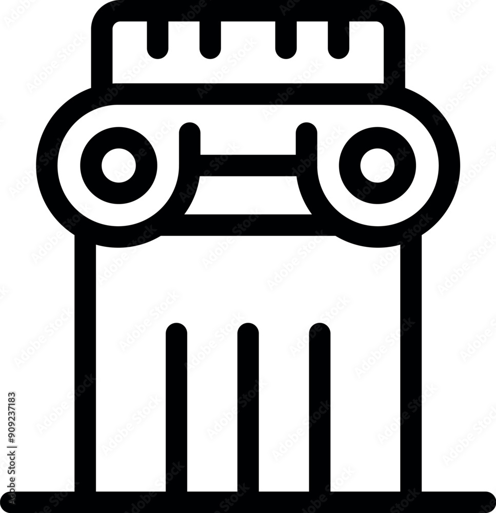 Line art icon of an ionic order column, a symbol of ancient greek ...
