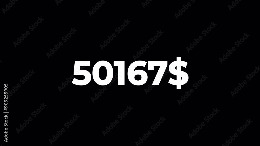 Number counter of dollar animation on transparent background with alpha ...