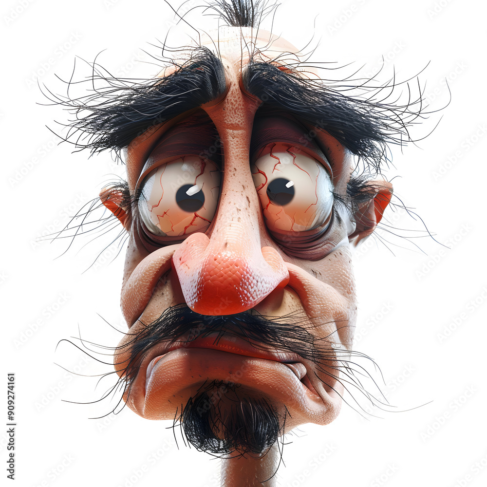 Whimsical cartoon character stands alone, showcasing an array of ...