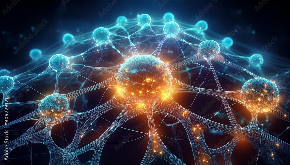 Conceptual artwork of the immune system represented as a network of ...