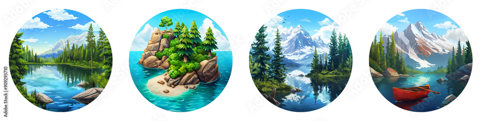 Lakeside clipart collection, symbol, logos, icons isolated on ...