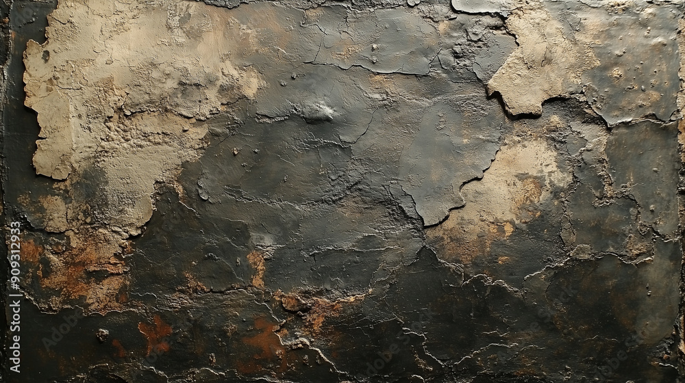 Part of a wall with a worn concrete texture with a palette of grays and ...