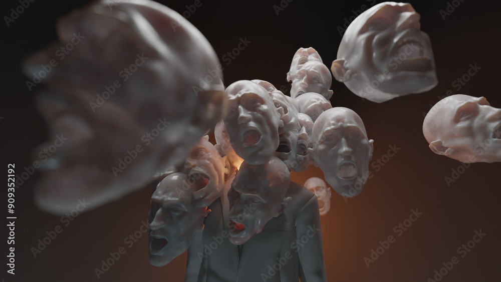 personality stratification, irritation and obsessive emotions, 3d ...