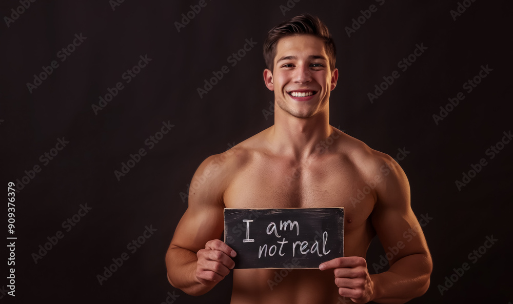 Young Bodybuilder muscular fit handsome man smiling standing holding ...