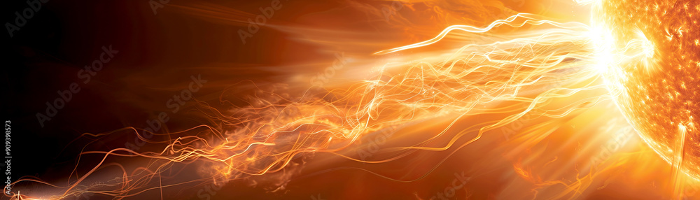 Vibrant solar eruption with rays of light extending into the darkness ...