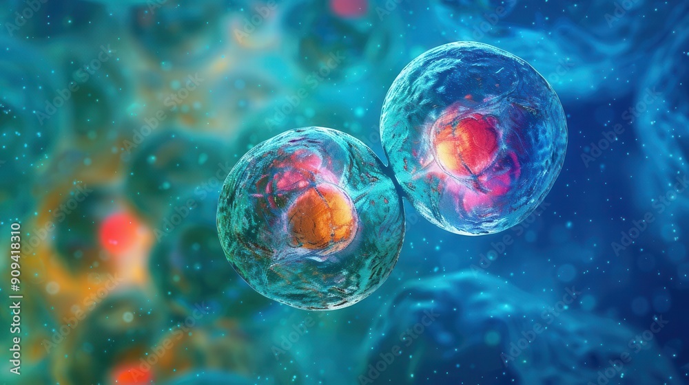 Chromatids reaching opposite poles during telophase, microscopic view ...