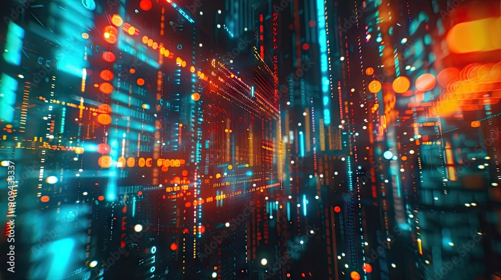 Stylized 3D model of financial growth symbols and charts with digital ...