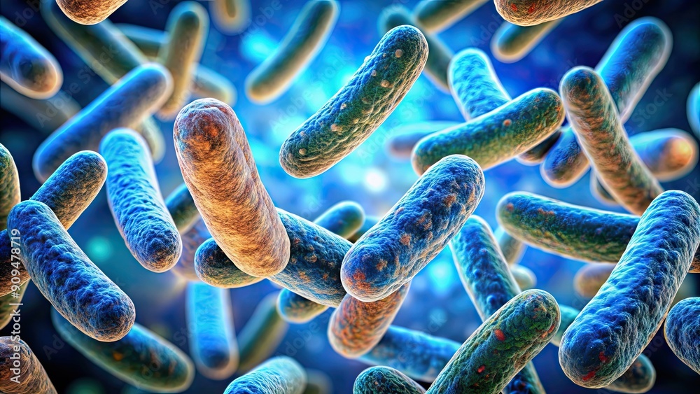 Bacteria (E. Coli.) magnified under a microscope, bacteria, microscope ...