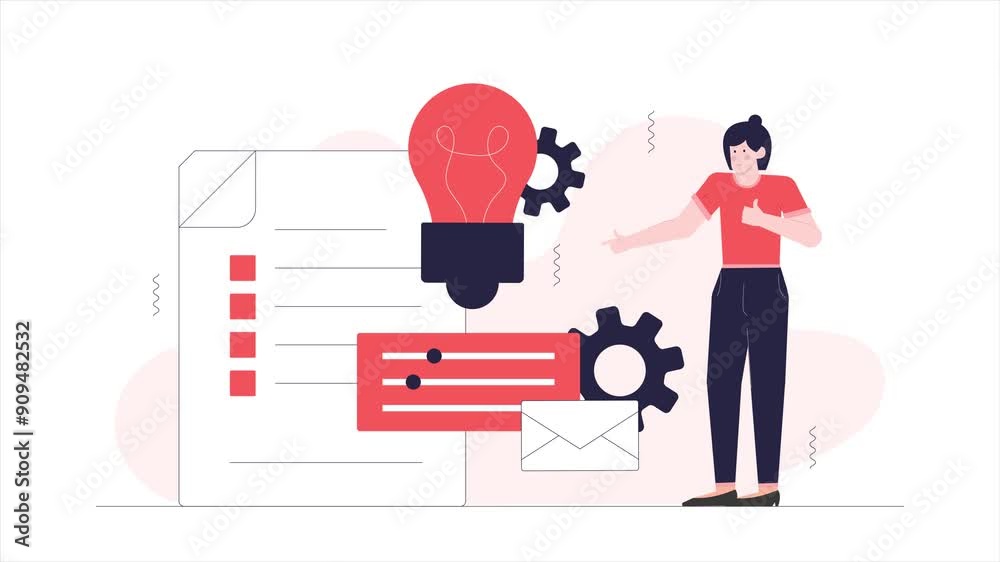 illustration of a business person with business idea and strategy ...