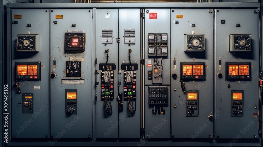 Main circuit breaker on the distribution board at the central ...
