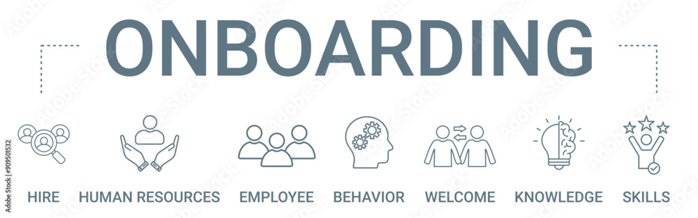Onboarding concept banner icon contain of hire, human resources ...