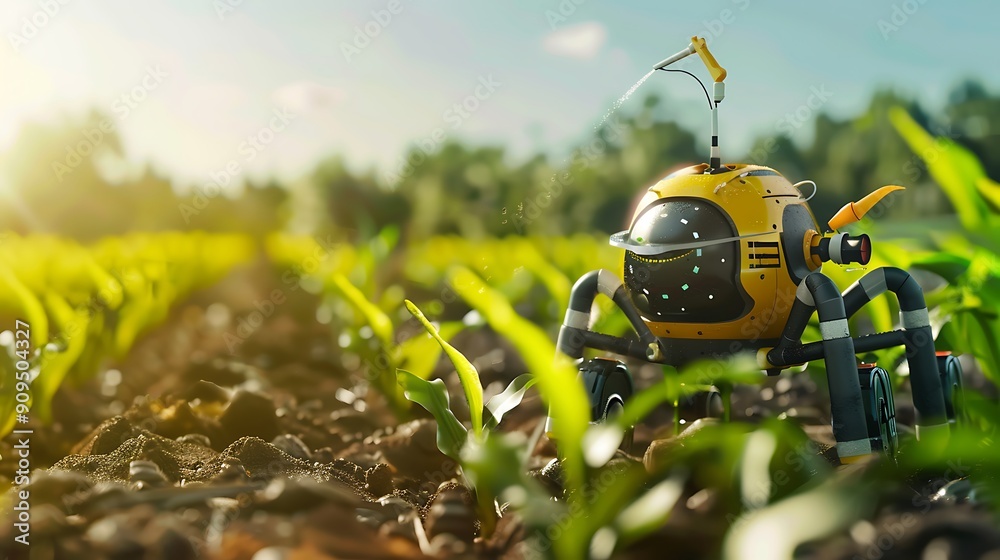 Agricultural robots work in smart farms robot spraying fertilizer on ...