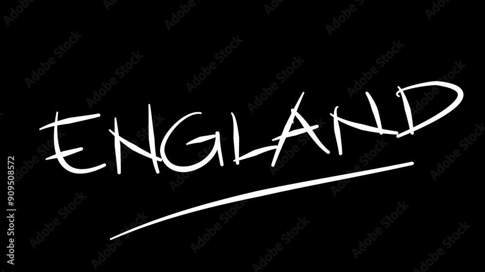 Animated self-drawing England text in line art, with lines forming the ...