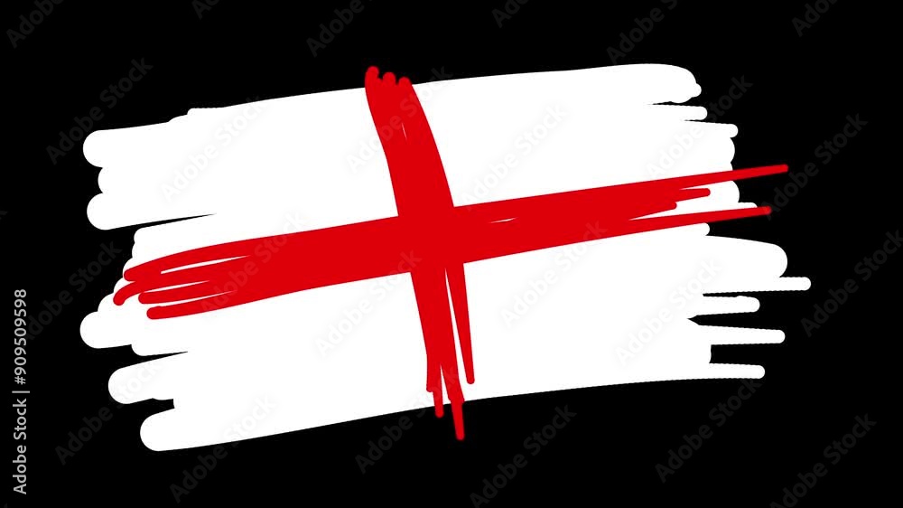 Animated self-drawing England flag line art, with lines forming the ...