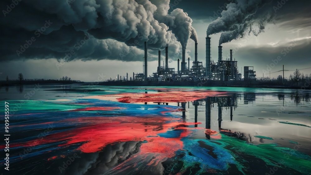 Polluted river due to industrial wastewater discharge environmental ...