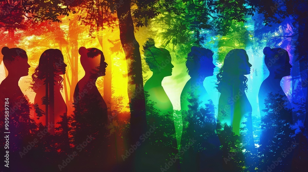 An abstract setting where the silhouettes of transgender individuals ...