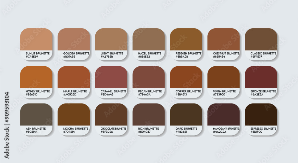 Brunette Color Palette, Brunette Color Guide Palette with Color Names ...