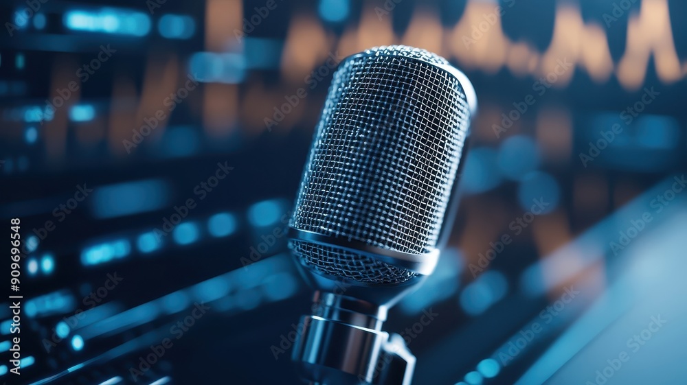 Network of interconnected microphones emitting unique waveforms. Stock ...