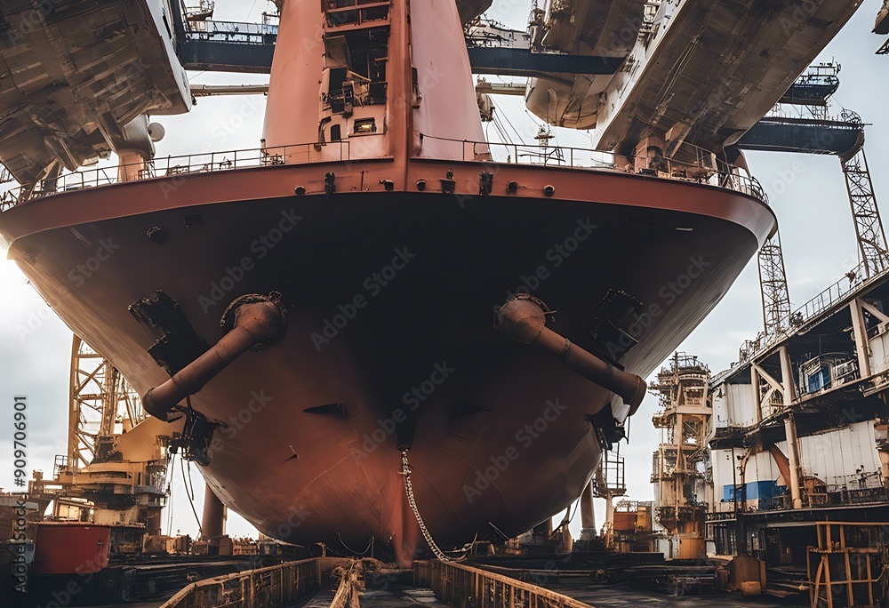 ship big view rear repair propeller shipbuilding shipyard dock dockyard ...