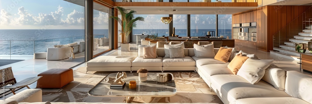 Miami Billionaire lifestyle scene focused on a modern mansion with an ...