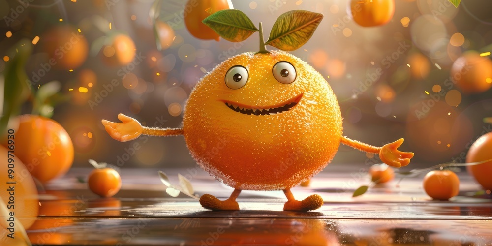 Professional Cool Orange Fruit Character 3D Render with Hyperrealistic ...