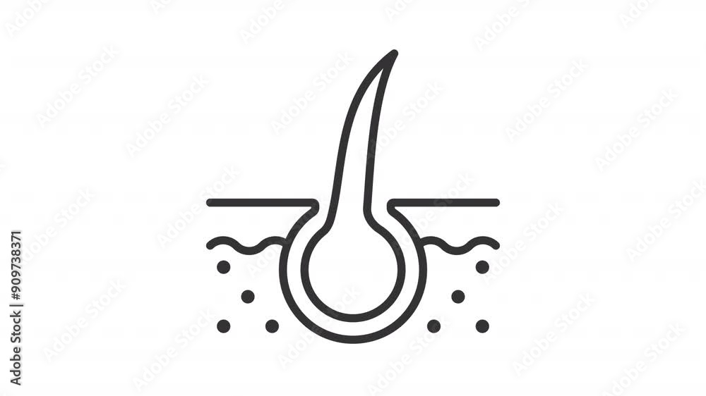 Hair oil line animation. Serum animated icon. Water dropping, follicle ...
