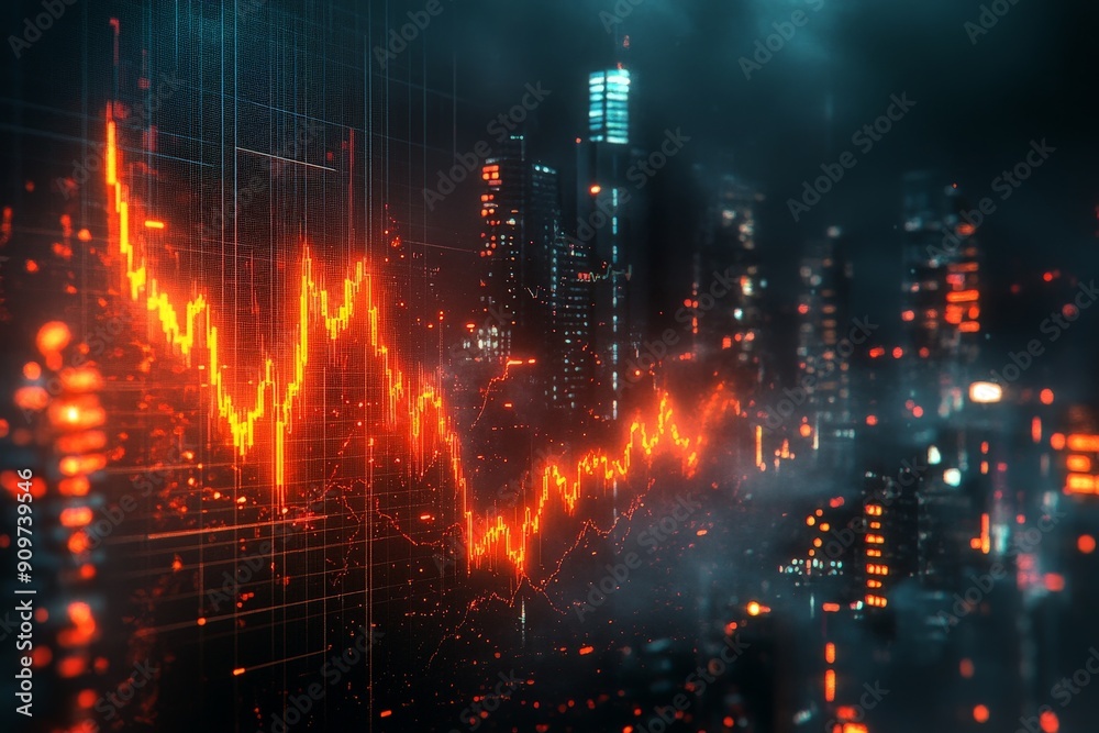 Economic Turmoil: Stock Market Graph Plunging in 8K Ultra-HD Realistic ...