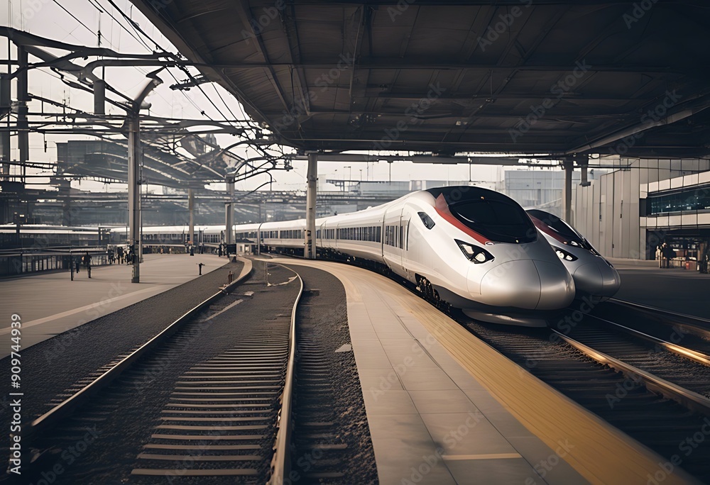 new speed high train rail railway modern track fast subway railroad ...