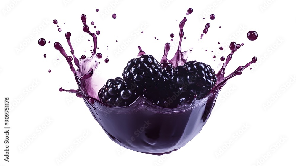 Mesmerizing deep purple boysenberry juice splash with a beautiful ...