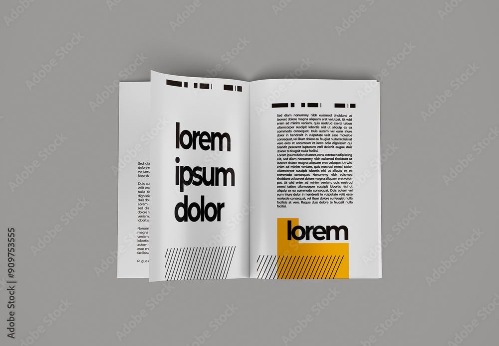 Frontal View Open Magazine Mockup Stock Template | Adobe Stock