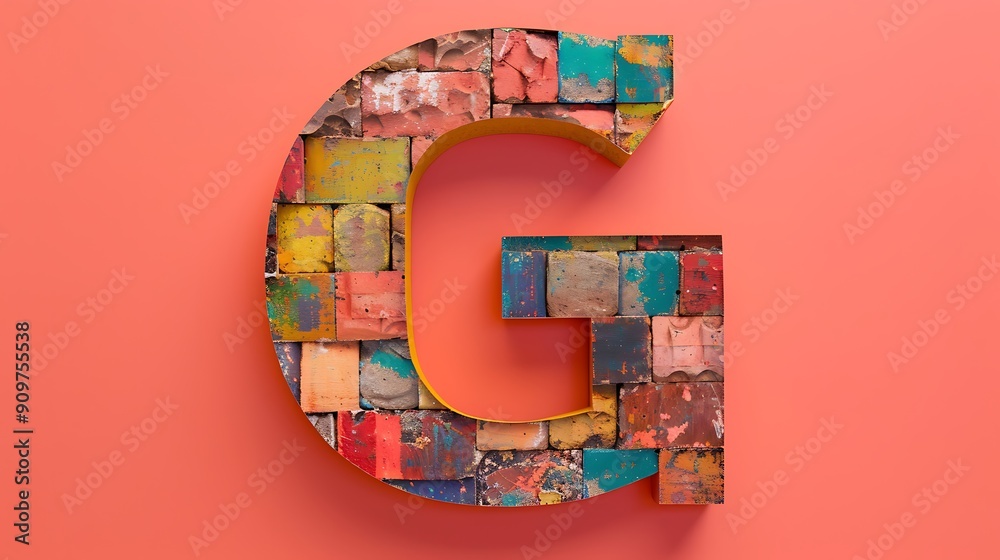Font on brick texture letter G cut out of paper brick wall fonts set ...