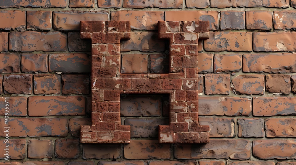 Font on brick texture letter H cut out of paper brick wall fonts set ...