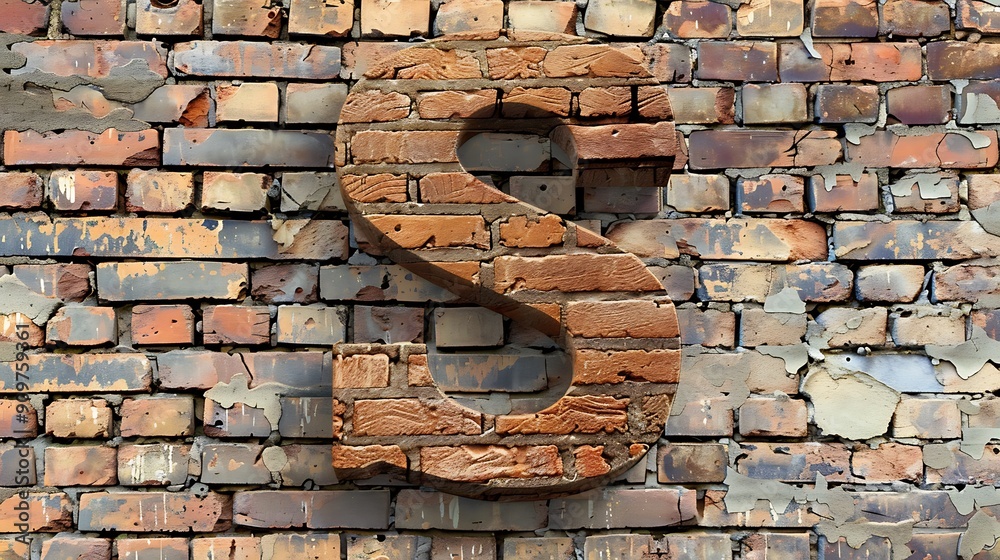 Font on brick texture letter S cut out of paper brick wall fonts set Stock Photo | Adobe Stock