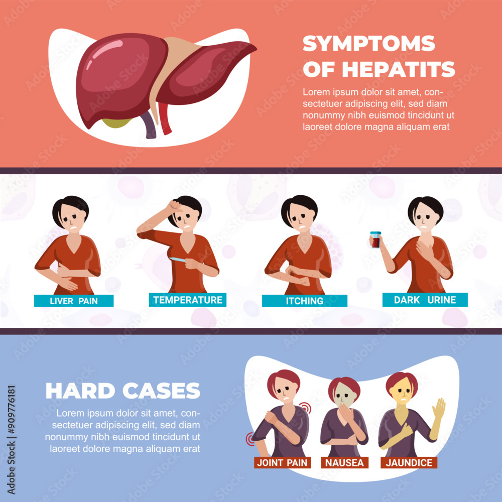 hepatitis symptoms banners. cartoon conceptual hepatitis symptoms ...
