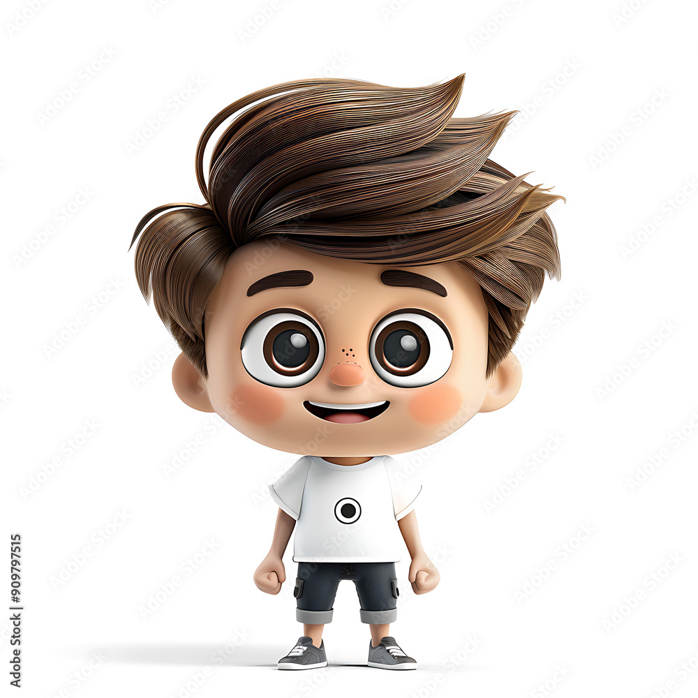 2. 3D cartoon character with unique features such as big eyes small ...