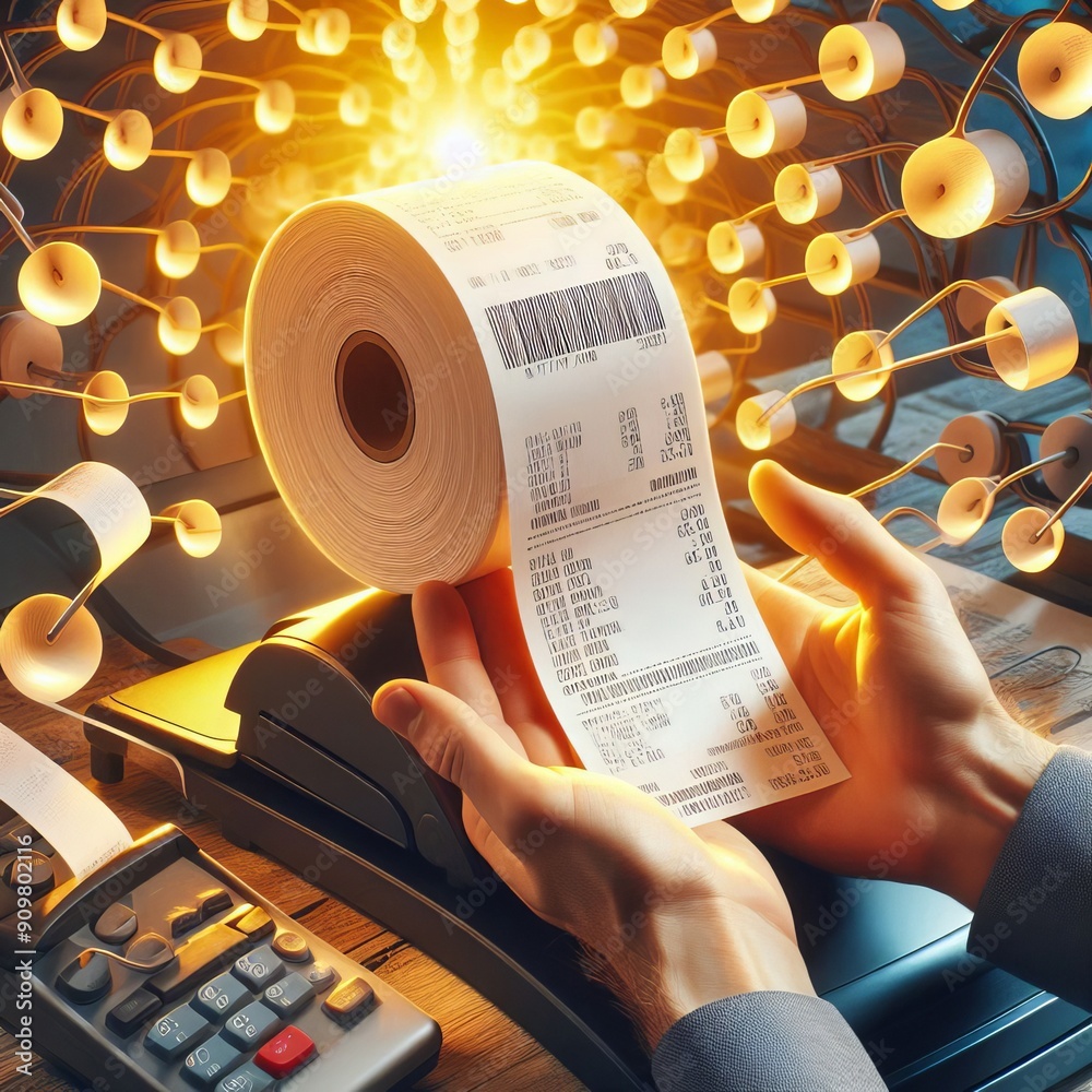 Thermal paper roll Long rolls of heat sensitive paper used in po Stock ...