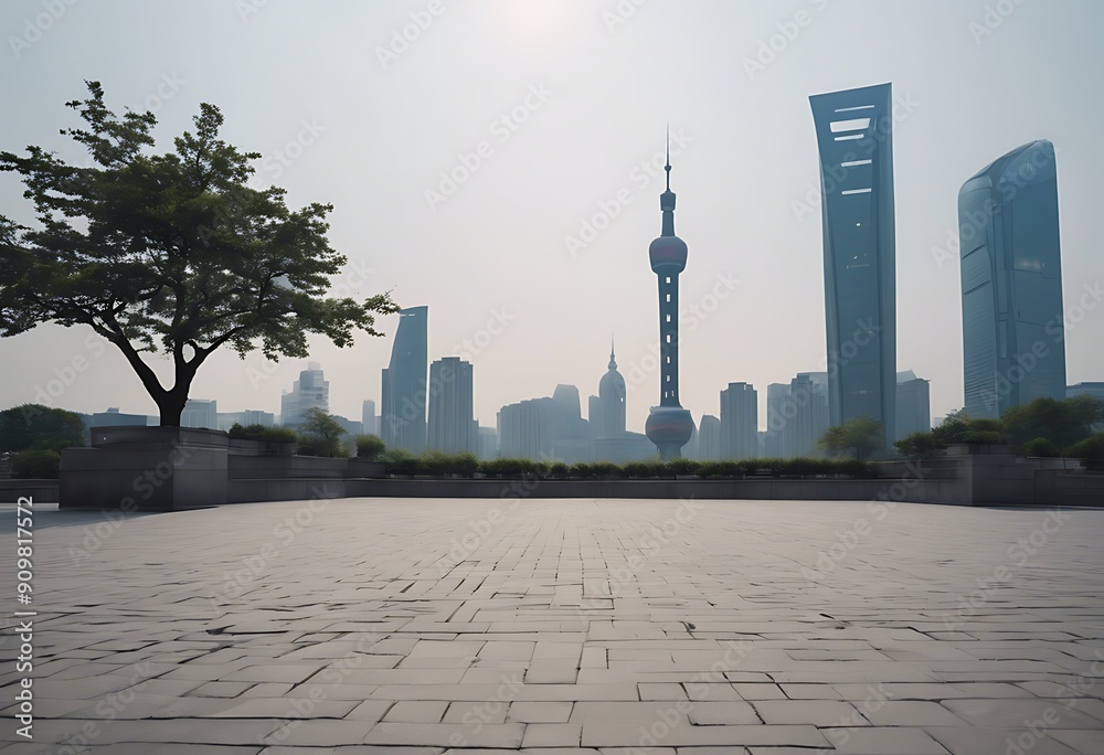 skyline square china wuxi empty city Panoramic Building Background ...