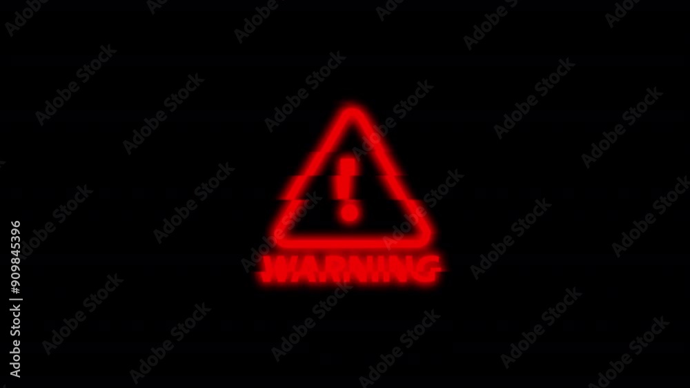 Red Warning sign glitch animation, Animated glitch red triangle warning ...