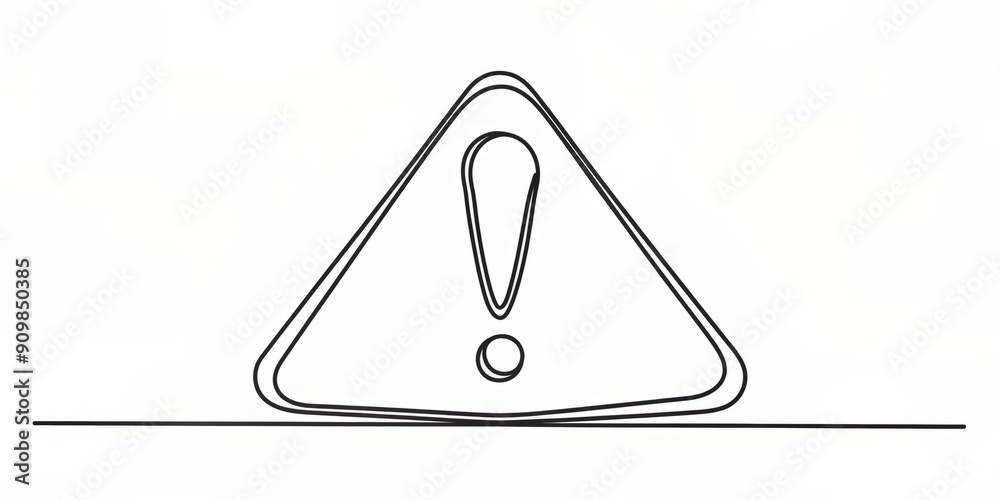 Hand-drawn single-line continuous exclamation point in black crayon on ...