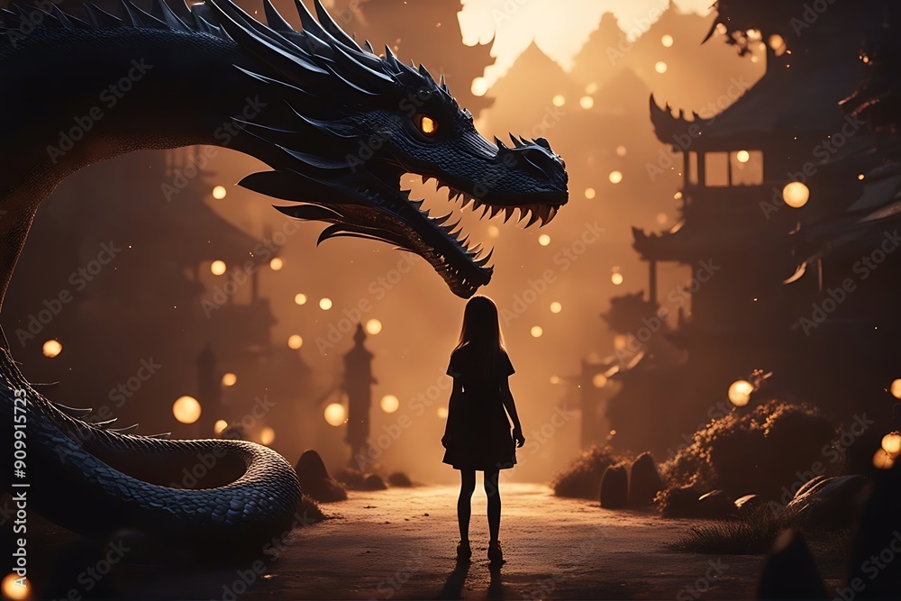 art cartoon world dragon characters manipulation girl silhouette photo ...