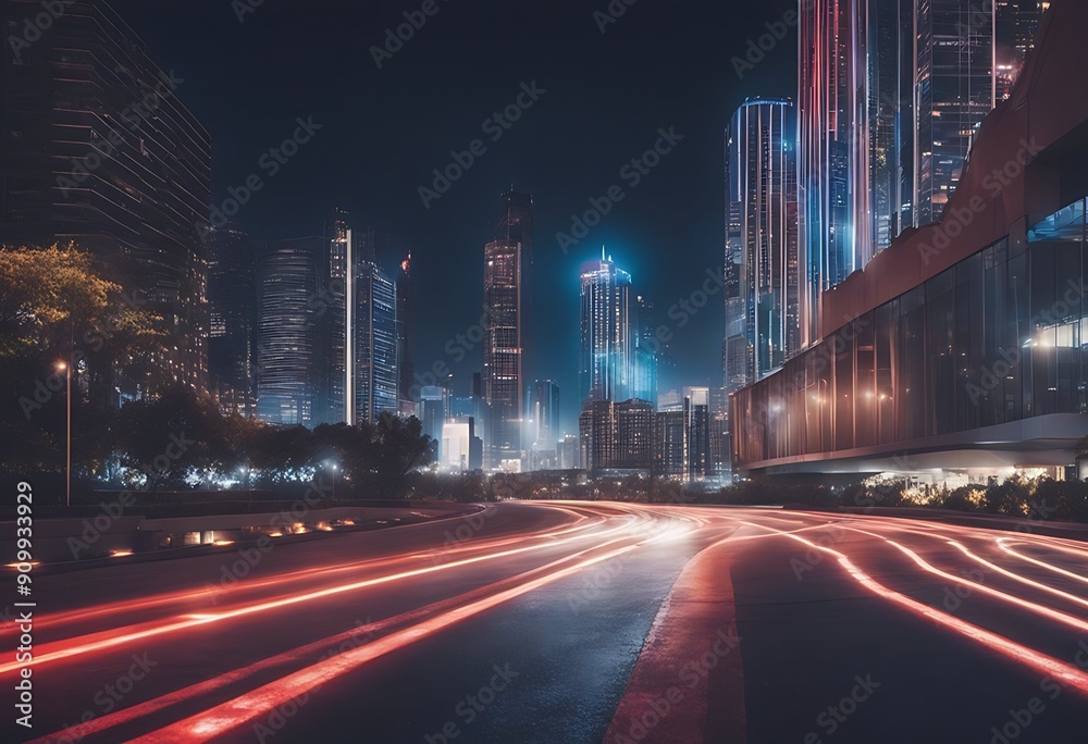 racetrack city colorful road shine race track skyscraper transportation ...