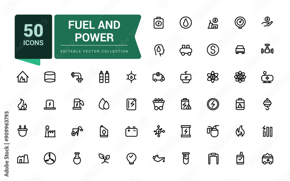 Fuel And Power icon pack. Set of industial, Construction, Power ...