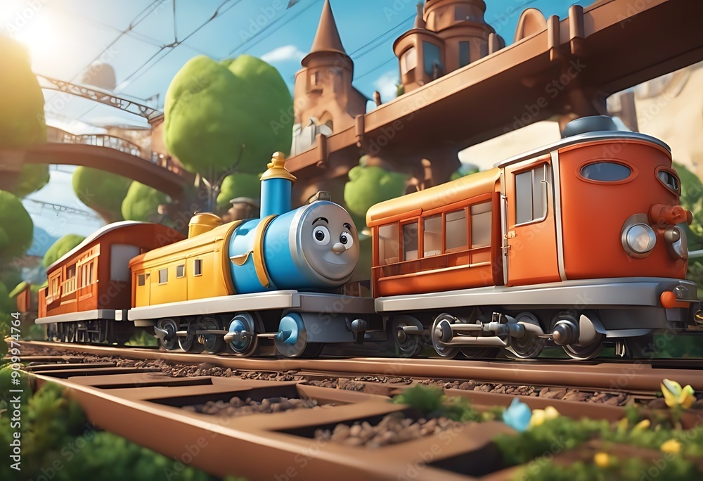 train cartoon children illustration steam isolated express travel ...