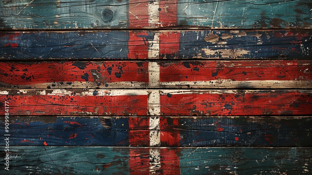 This digital artwork of the Norwegian flag incorporates elements of ...