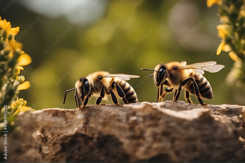 mother three bee mellifera types drone worker apis queen men at work ...