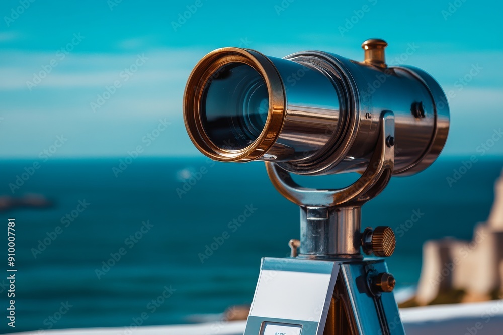 Binocular public viewer and Saint Malo's castle in Saint Malo, Brittany ...