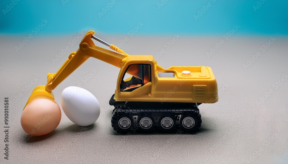 Game digger with egg toys that open and show a small toy inside Stock ...