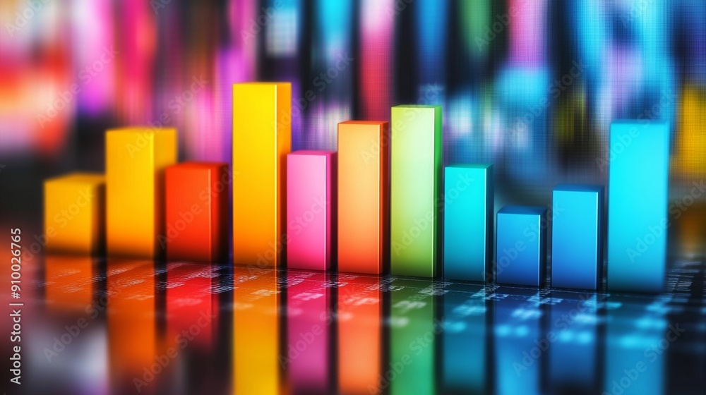 Colorful 3d Bar Chart With Vibrant Hues Representing Growth And Success The Chart Reflects